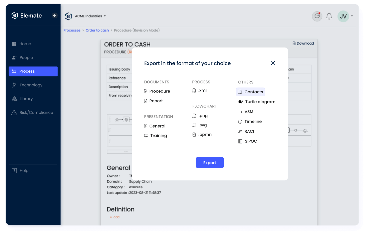 Elemate : Formalise your processes seamlessly